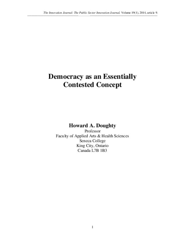 (PDF) Democracy as an Essentially Contested Concept