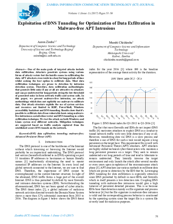 Pdf Exploitation Of Dns Tunneling For Optimization Of Data