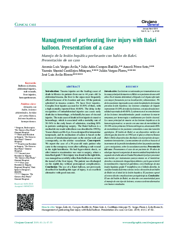 (PDF) Management of perforating liver injury with Bakri balloon ...