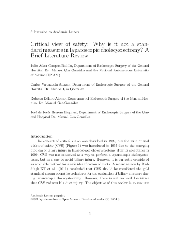 (PDF) Critical view of safety: Why is it not a standard measure in ...