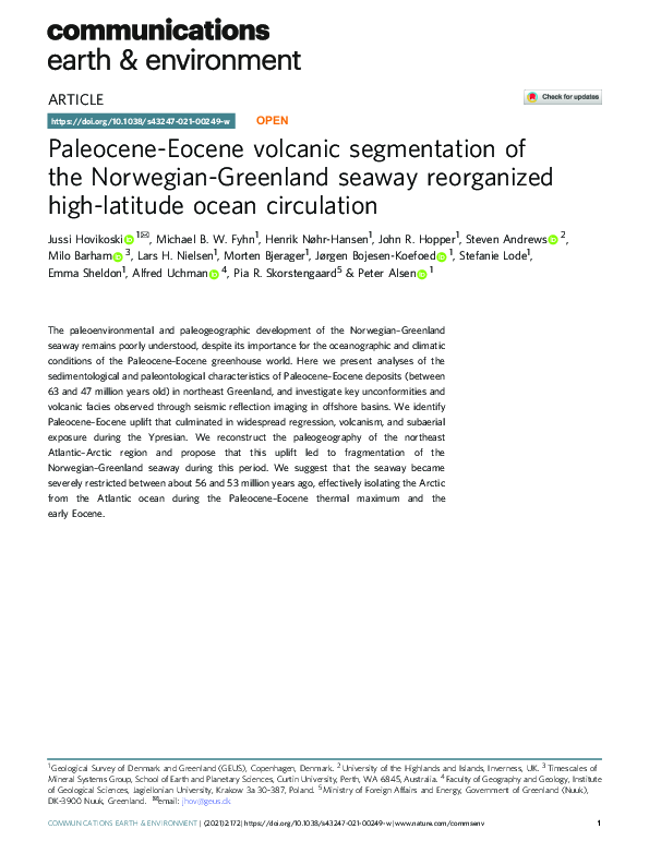 (PDF) Paleocene-Eocene volcanic segmentation of the Norwegian-Greenland ...
