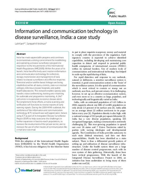 (PDF) Information and communication technology in disease surveillance ...
