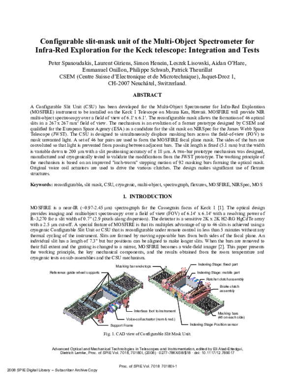 (PDF) Configurable slit-mask unit of the multi-object spectrometer for ...
