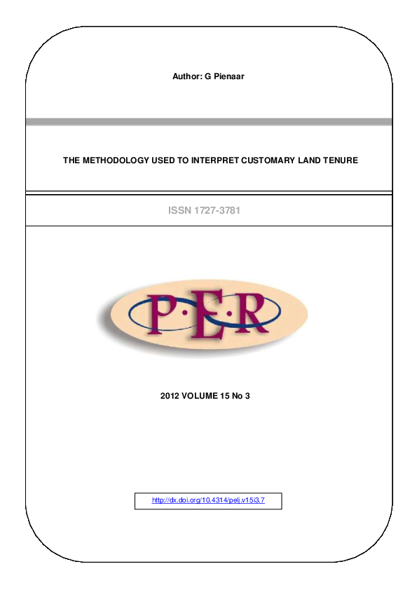 (PDF) The Methodology Used to Interpret Customary Land Tenure