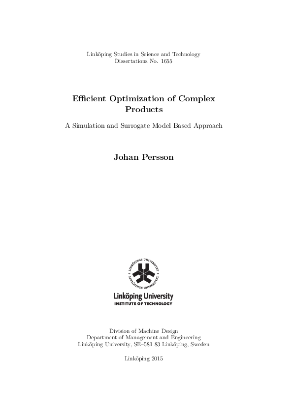 Pdf Efficient Optimization Of Complex Products A Simulation And Surrogate Model Based Approach