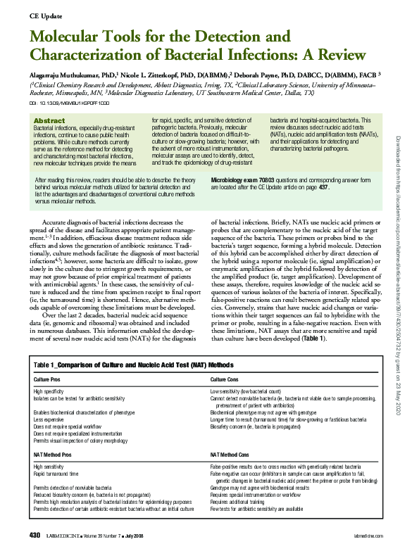 (PDF) Molecular Tools for the Detection and Characterization of ...