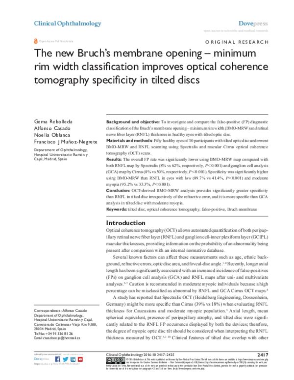 (PDF) The new Bruch’s membrane opening – minimum rim width ...