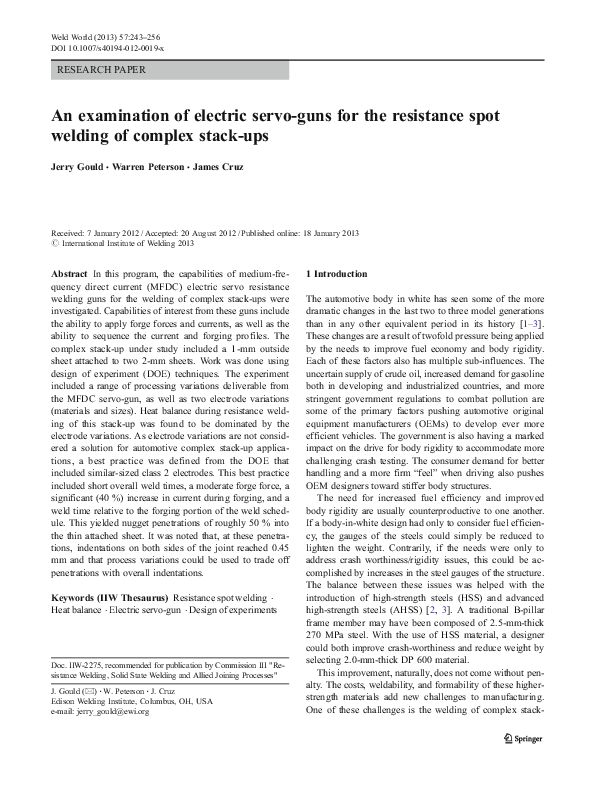 (PDF) An examination of electric servo-guns for the resistance spot ...