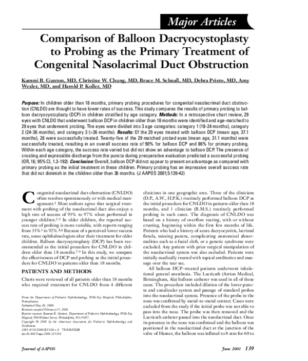 (PDF) Comparison of balloon dacryocystoplasty to probing as the primary ...