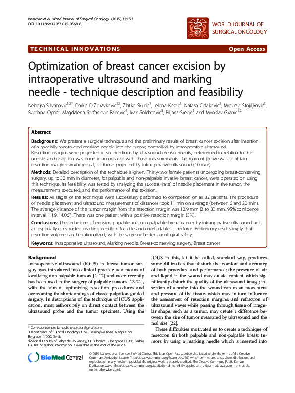 (PDF) Optimization of breast cancer excision by intraoperative ...