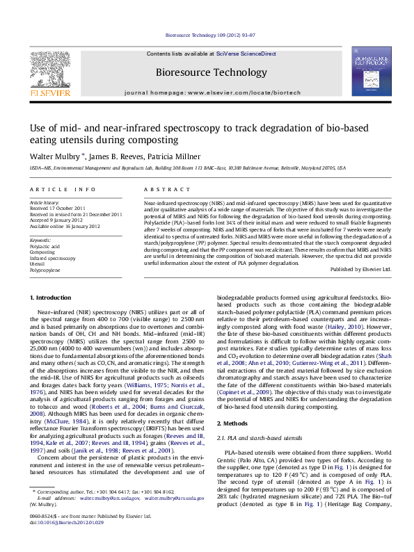 (PDF) Use of mid- and near-infrared spectroscopy to track degradation of bio-based eating ...