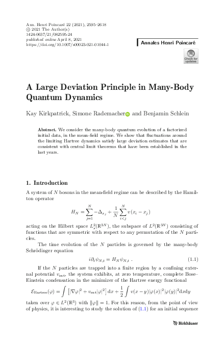 (PDF) A Large Deviation Principle in Many-Body Quantum Dynamics