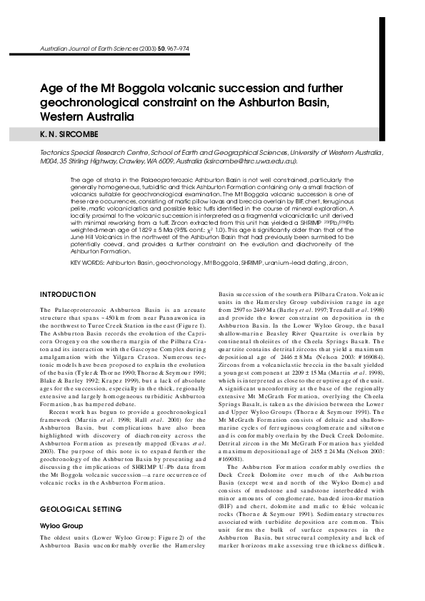 (PDF) Age of the Mt Boggola volcanic succession and further ...
