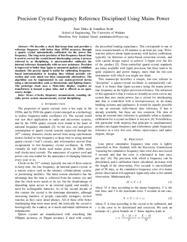 Precision crystal frequency reference disciplined using mains power
