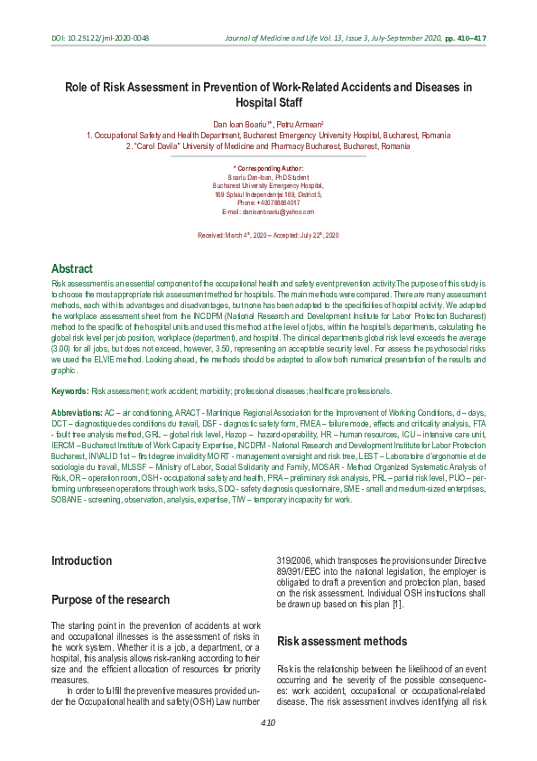 (PDF) Role of Risk Assessment in Prevention of Work-Related Accidents ...