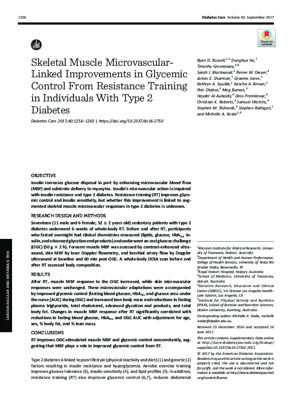 (PDF) Skeletal Muscle Microvascular-Linked Improvements in Glycemic ...