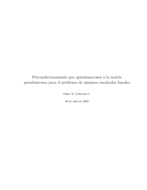 (PDF) Precondicionamiento por aproximaciones a la matriz pseudoinversa ...