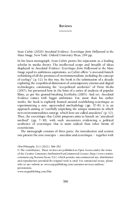 (PDF) [Book Review of] Sean Cubitt (2020) Anecdotal Evidence ...