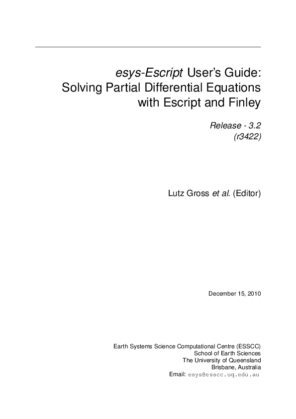 (PDF) esys User's guide: Solving partial differential equations with ...