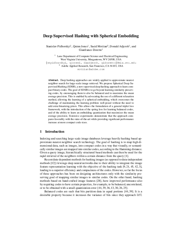 (PDF) Deep Supervised Hashing with Spherical Embedding