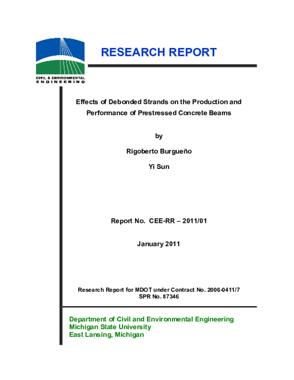 (PDF) Effects of Debonded Strands on the Production and Performance of ...