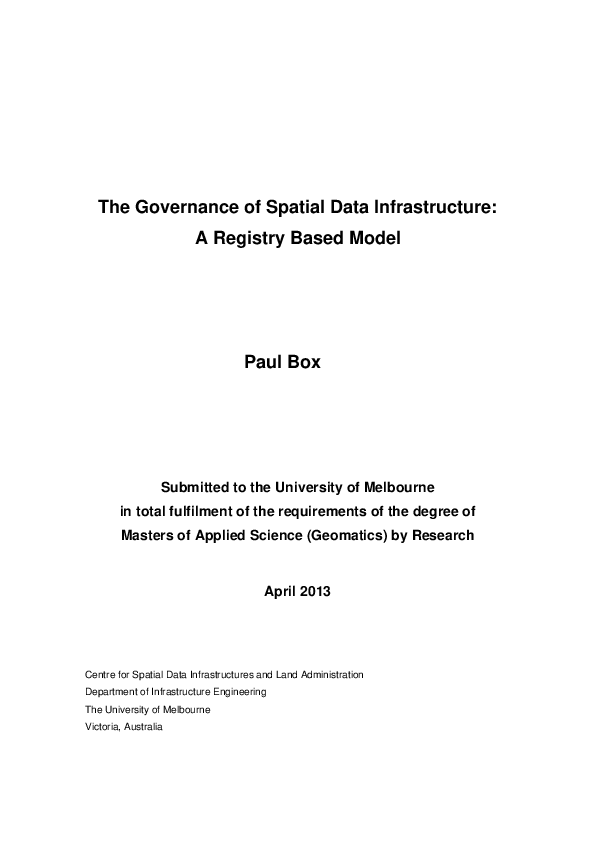 (PDF) The governance of Spatial Data Infrastructure: a registry based model