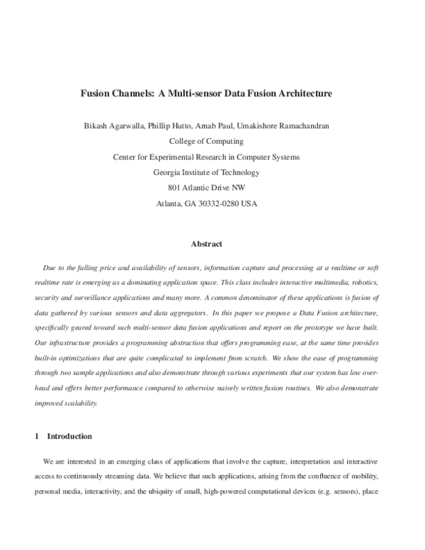 (PDF) Fusion channels: A multi-sensor data fusion architecture