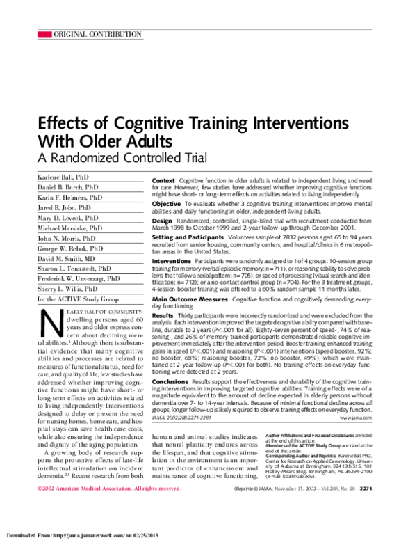 (PDF) Effects of cognitive training interventions with older adults: a randomized controlled