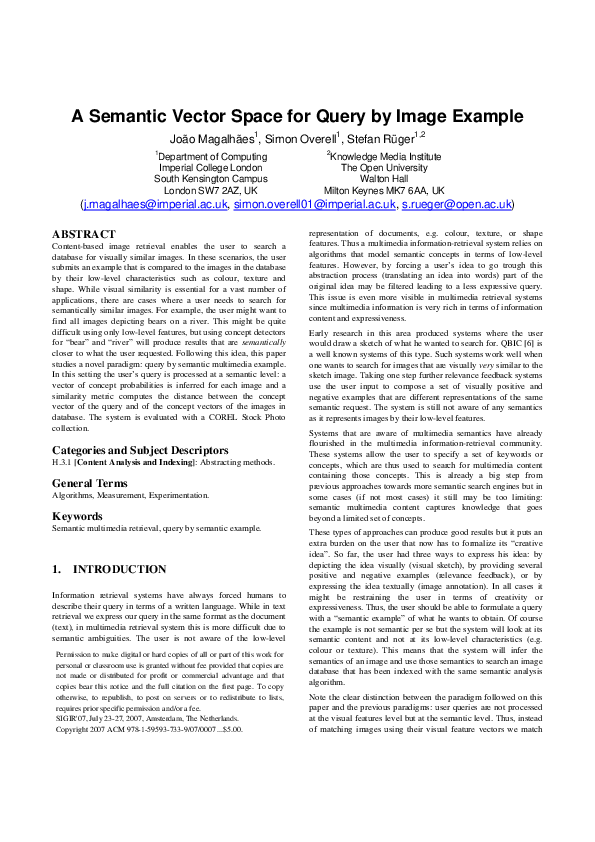 (PDF) A semantic vector space for query by image example