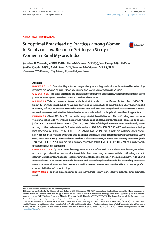 (PDF) Suboptimal Breastfeeding Practices among Women in Rural and Low ...