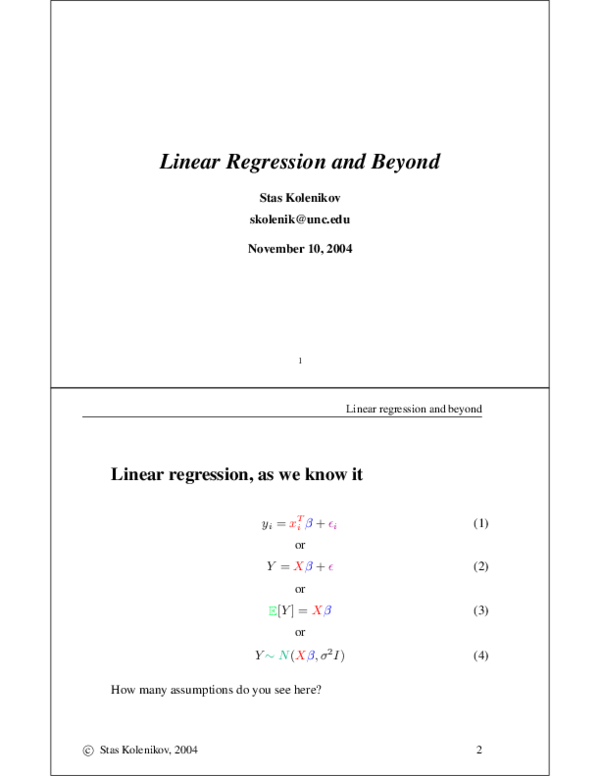 (PDF) Linear Regression and Beyond