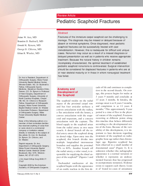 (PDF) Pediatric scaphoid fractures