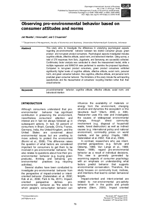 (PDF) Observing pro-environmental behavior based on consumer attitudes ...