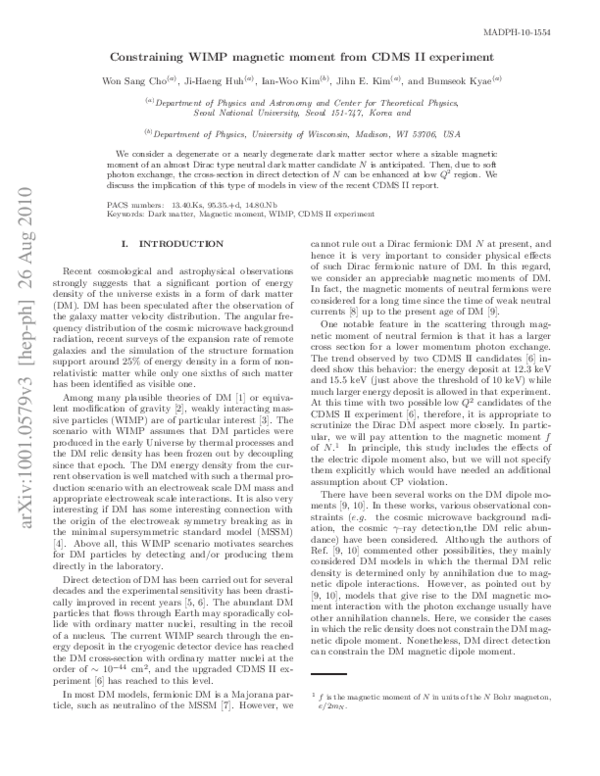 (PDF) Constraining WIMP magnetic moment from CDMS II experiment | ian ...