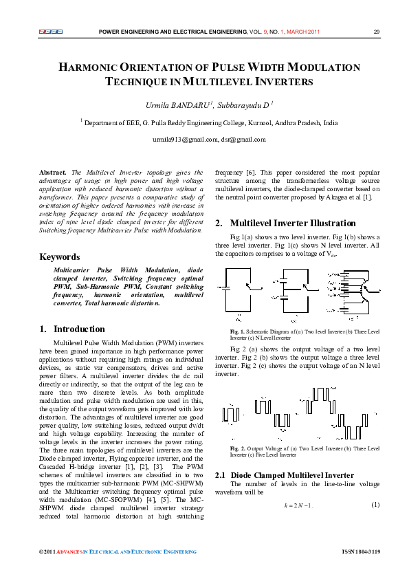 (PDF) Harmonic Orientation of Pulse Width Modulation Technique in Multilevel Inverters