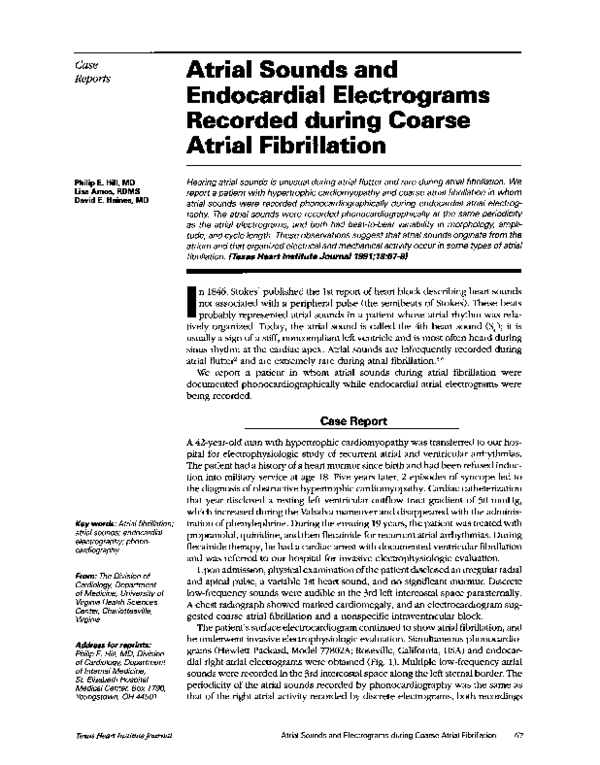 (PDF) Atrial sounds and endocardial electrograms recorded during coarse ...