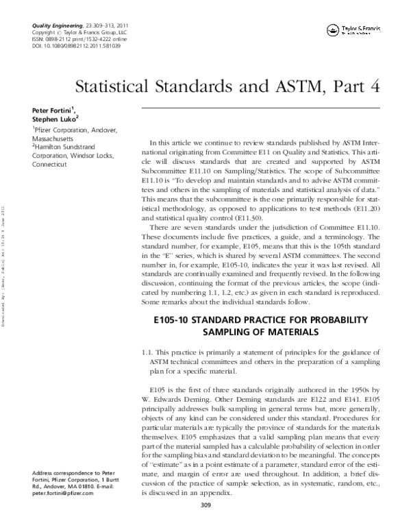 (PDF) Statistical Standards and ASTM, Part 4