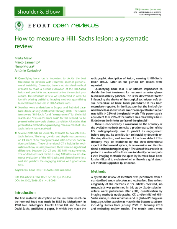 (PDF) How to measure a Hill–Sachs lesion: a systematic review