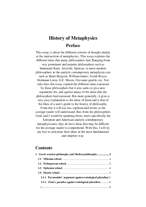 (PDF) History of Metaphysics (unfinished)
