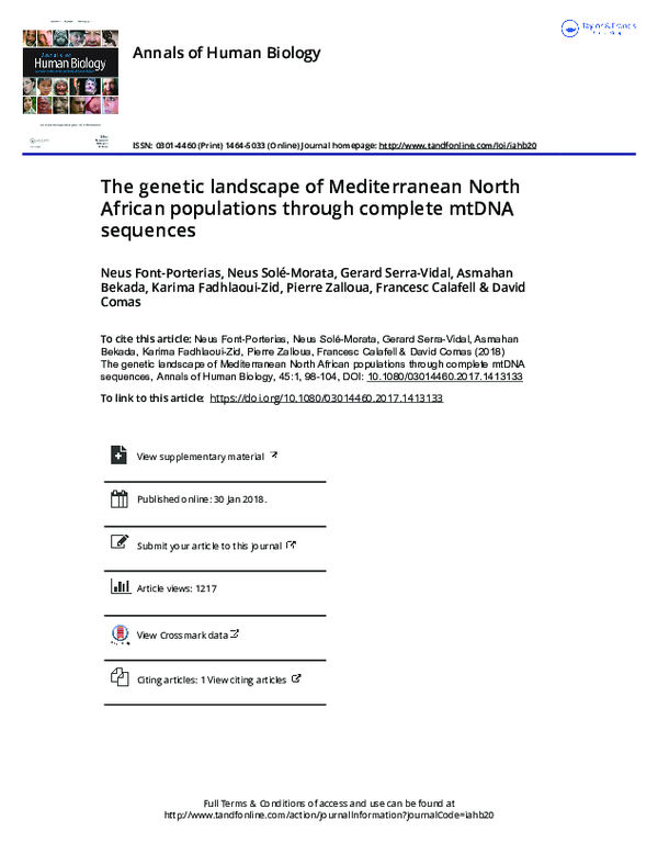 (PDF) The genetic landscape of Mediterranean North African populations ...