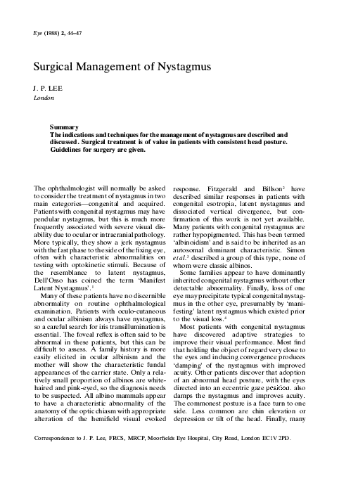 (PDF) Surgical management of nystagmus