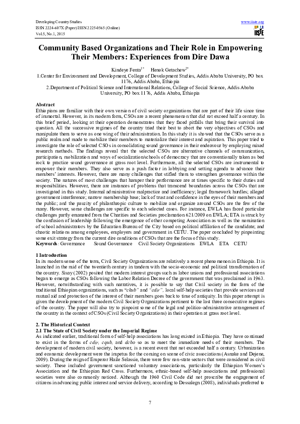 (PDF) Community Based Organizations and Their Role in Empowering Their ...