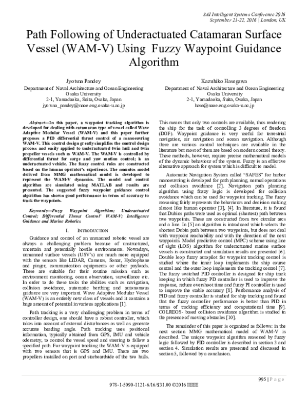 (PDF) Path Following of Underactuated Catamaran Surface Vessel (WAM-V) Using Fuzzy Waypoint ...
