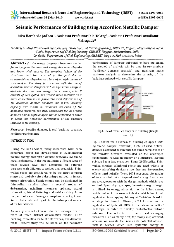 (PDF) IRJET- Seismic Performance of Building using Accordion Metallic ...
