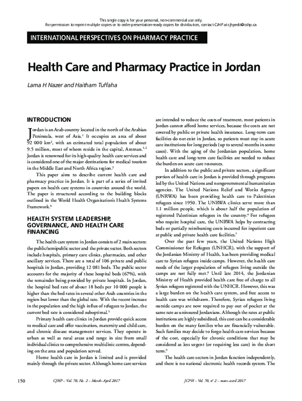 (PDF) Health Care and Pharmacy Practice in Jordan