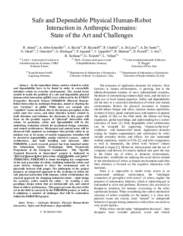 (PDF) Safe and dependable physical human-robot interaction in anthropic domains: State of the ...