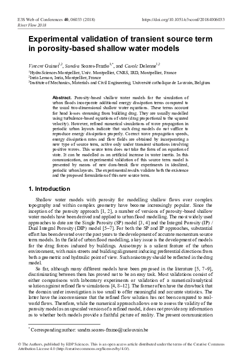 (PDF) Experimental validation of transient source term in porosity ...