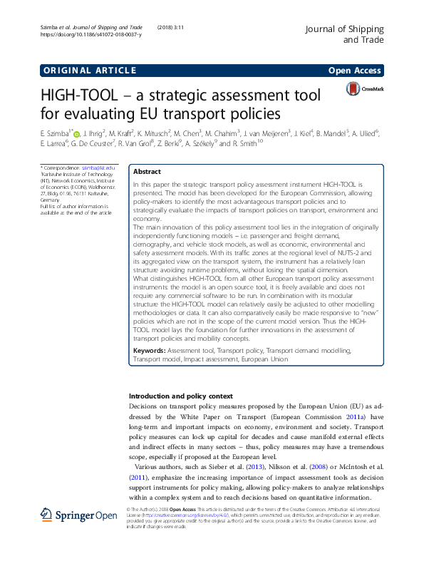 (PDF) HIGH-TOOL – a strategic assessment tool for evaluating EU ...