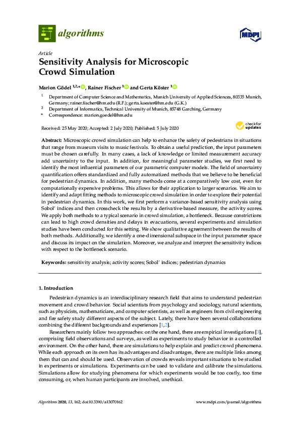 (PDF) Sensitivity Analysis for Microscopic Crowd Simulation