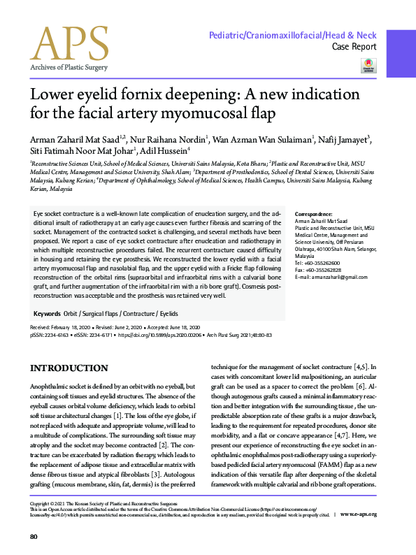 (PDF) Lower eyelid fornix deepening: A new indication for the facial ...